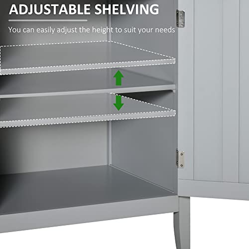 HOMCOM Sideboard Buffet Cabinet, Kitchen Cabinet, Coffee Bar Cabinet with 2 Doors and Adjustable Shelves for Entryway Living Room, Gray