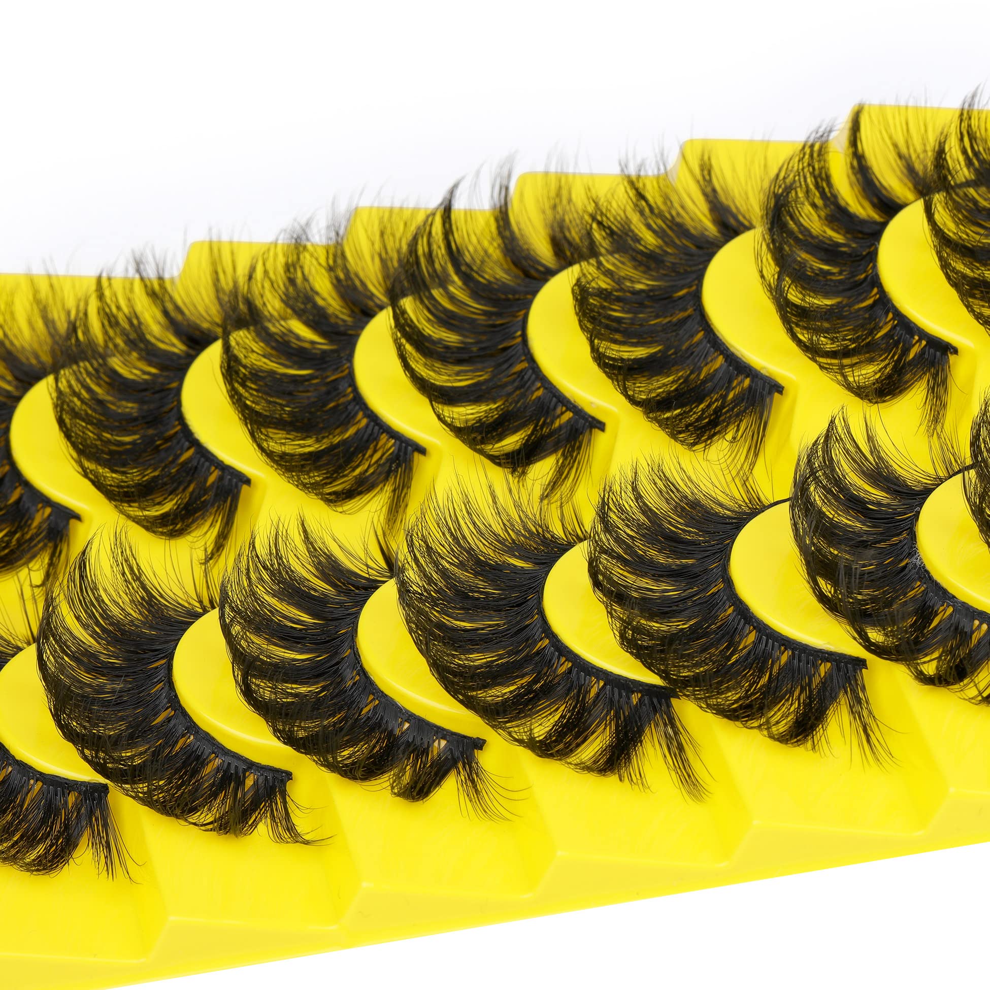 Eyelashes Dramatic Fluffy Mink Lashes Full of Volume 3D Effect Faux Mink Lashes 20MM D Curly Fake Eyelashes Wispy Lashes Pack 7 Pairs