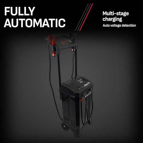 Schumacher SC1352 250A 12V/24V Wheeled Battery Charger and Jump Starter – For Car, SUV, Truck, and Boat – Fully Automatic – 40A and 20A Boost Modes – Battery and Alternator Tester