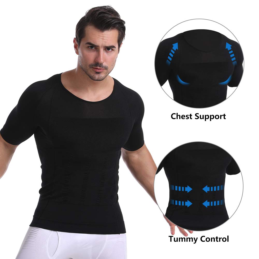 Cacosamen's Compression and Body-Support Muscle Tank Undershirt (Black, XXL)