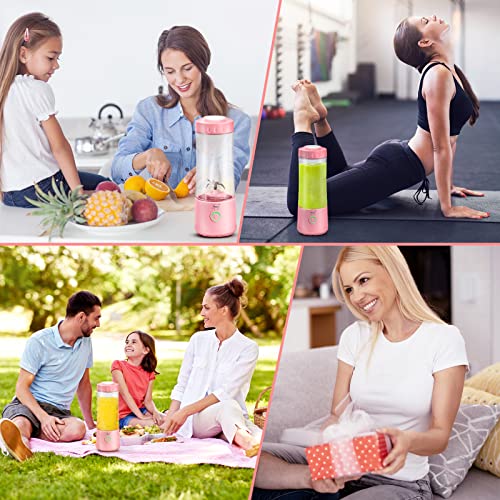 Portable Blender, Personal Blender for Shakes and Smoothies 13.5 Oz Blender Bottles with 6 Sharp Blades Hand-held Blender for Kitchen Gym Travel Office