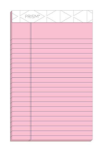 TOPS Prism Writing Pads, 5" x 8", Jr. Legal Rule, Narrow 1/4" Spacing, Pink, Perforated, 50 Sheets, 12 Pack (63050)