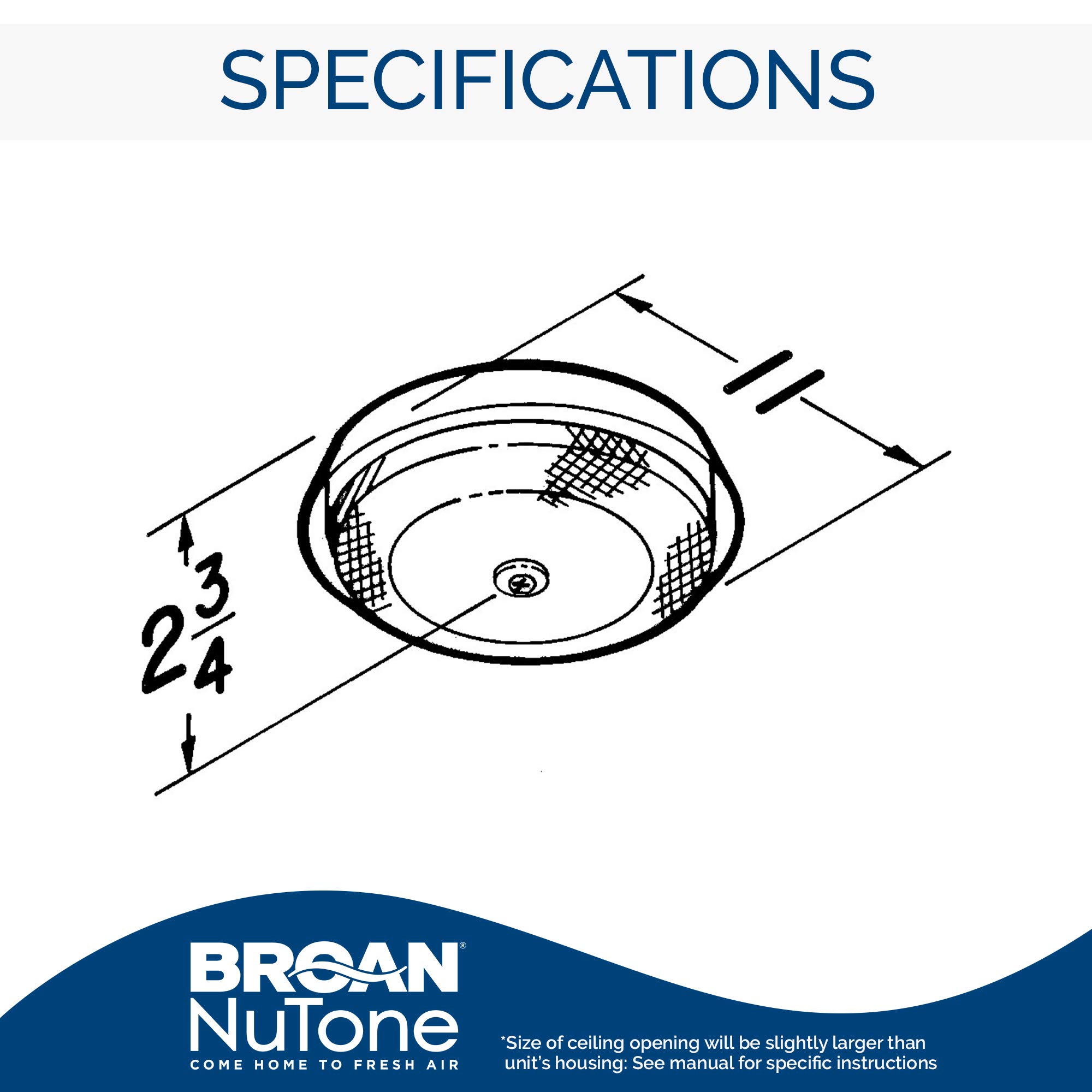 Broan-NuTone 157 Low-Profile Fan-Forced Ceiling Heater, Enclosed Sheath Element for Bathroom, Kitchen, and Home, Standard, Satin Aluminum