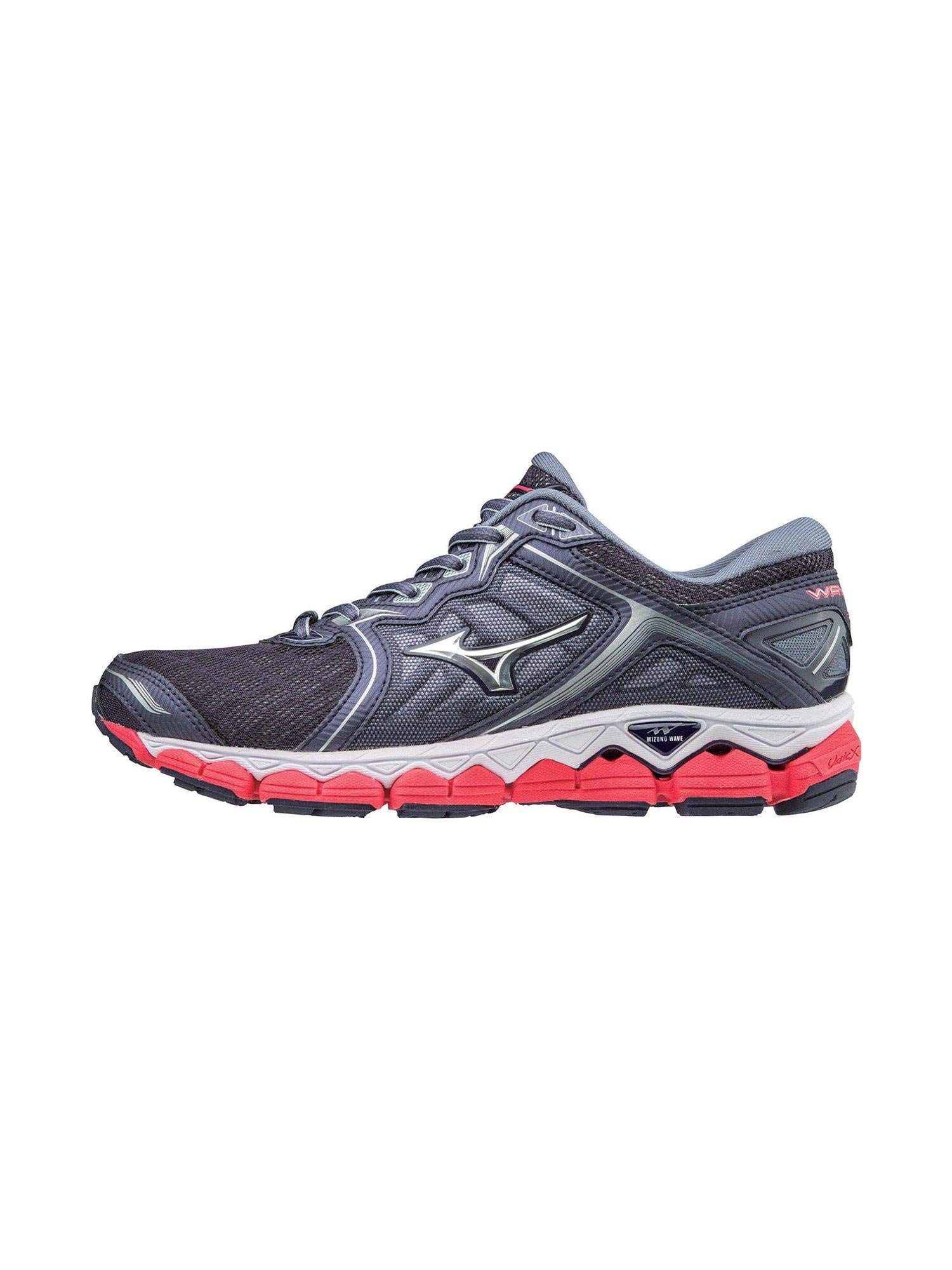 Mizuno Running Women's Wave Sky Shoes, Silver/Pansy/Castlerock, 6 B US