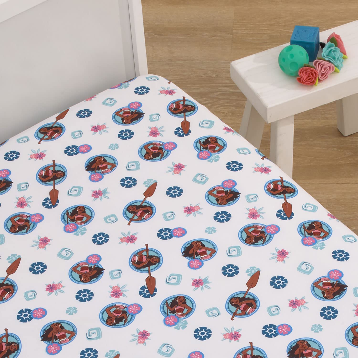Disney Moana Fitted Crib Sheet 100% Soft Microfiber, Baby Sheet, Fits Standard Size Crib Mattress 28in x 52in
