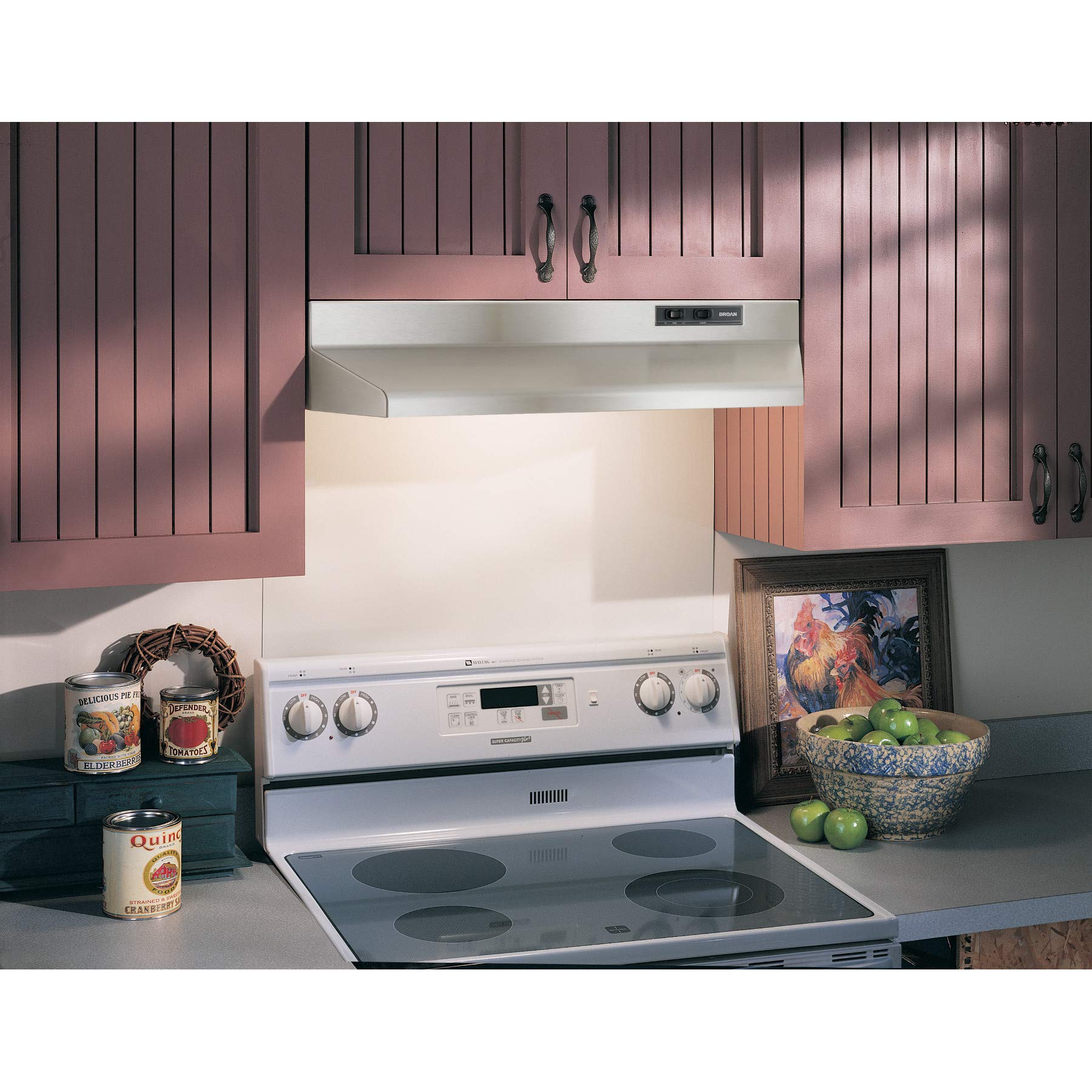 Broan-NuTone 423004 30-inch Under-Cabinet Range Hood with 2-Speed Exhaust Fan and Light, 30 Inch, Stainless Steel