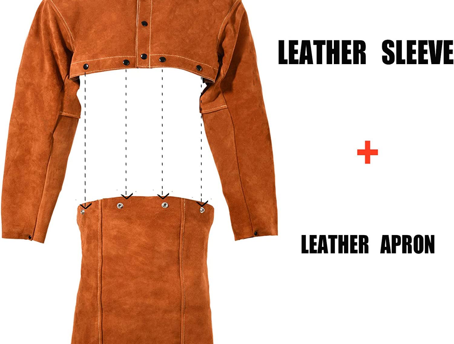 Leather Welding Jacket, Heat & Flame Resistant Jacket, Cowhide Welding Work Shop Jacket Large