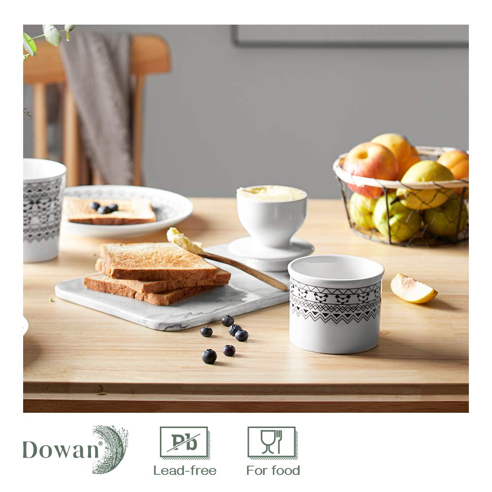 Dowan Butter Crock, Butter Keeper Crock, Keep Butter Soft & Fresh, Butter Crock with Water Line, Dishwasher Safe, French Butter Dish with Flat Lid for Serving, Modern Bohemian Design,unique thanksgivi
