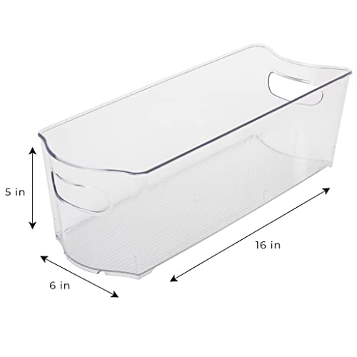 Smart Design Stackable Refrigerator Organizer Bins for Fridge Storage β Clear, 6 x 16 in., Set of 8 β Fridge Organization and Storage Bins with Handles for Easy Living β BPA-Free Plastic