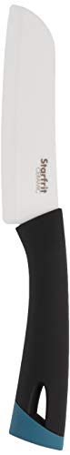 Starfrit 093872-003-NEW1 5" Ceramic Santoku Knife with Protective Sheath, White/Black, One Size