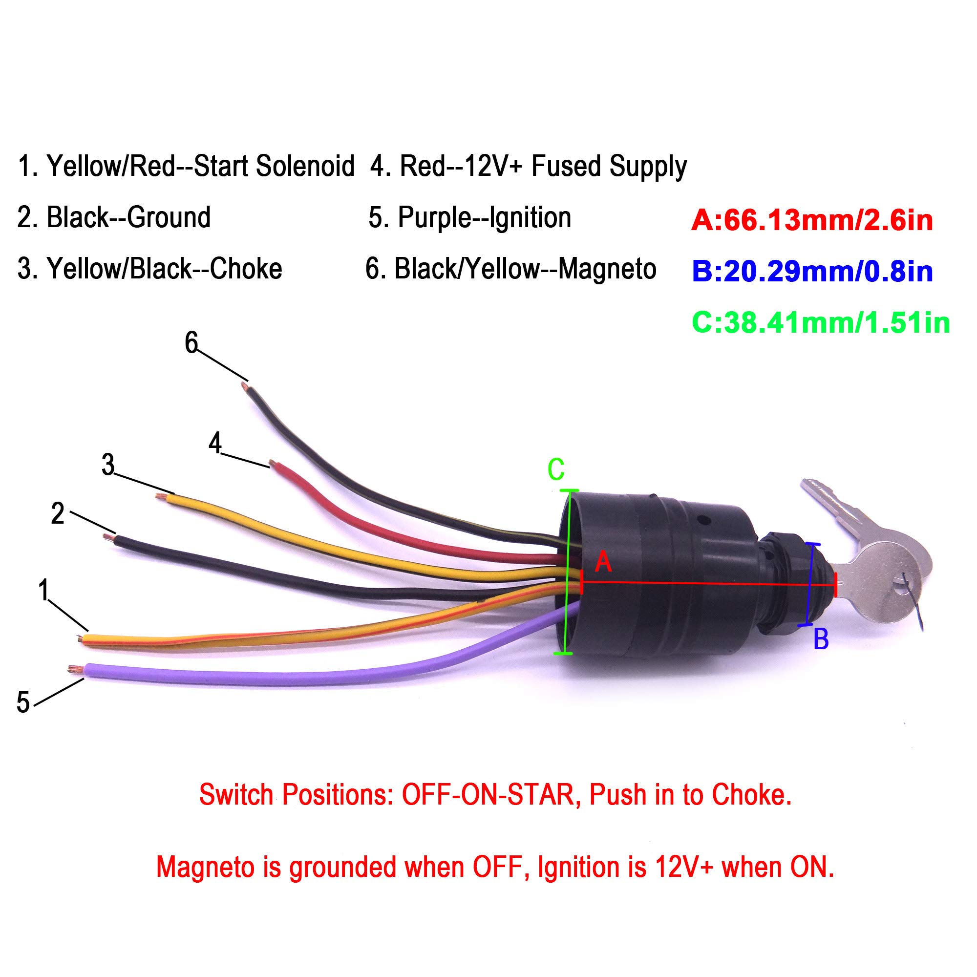Boat Engine 87-17009A2 Starter Ignition Switch for Mercury Marine Mercruiser Quicksilver Outboard Motor Control Box, 3 Position, 6 Wire, fits Sierra MP41070-2