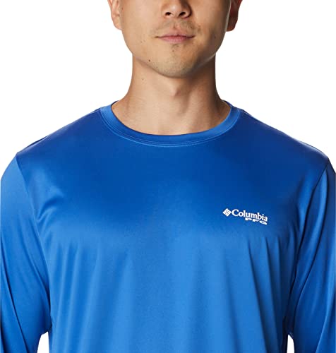 Columbia Men's Terminal Tackle PFG Destination Long Sleeve, Vivid Blue/Texas, Large