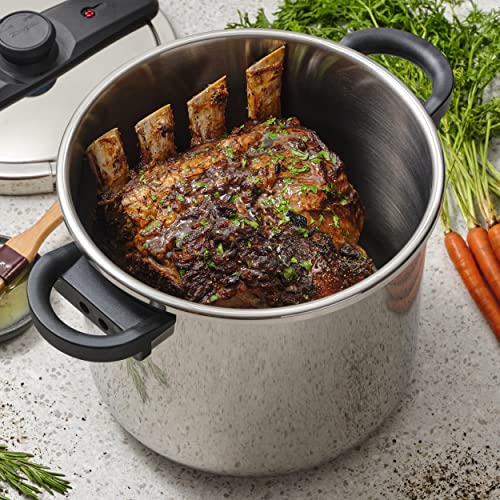 Zavor EZLock Stove Top Pressure Cooker 12 Quart - Canning Ready, Stainless Steel, Multi Pressure Levels, Easy Locking, Induction Ready, 4 Jar Canning Capacity, Digital Cookbook & Steamer Basket