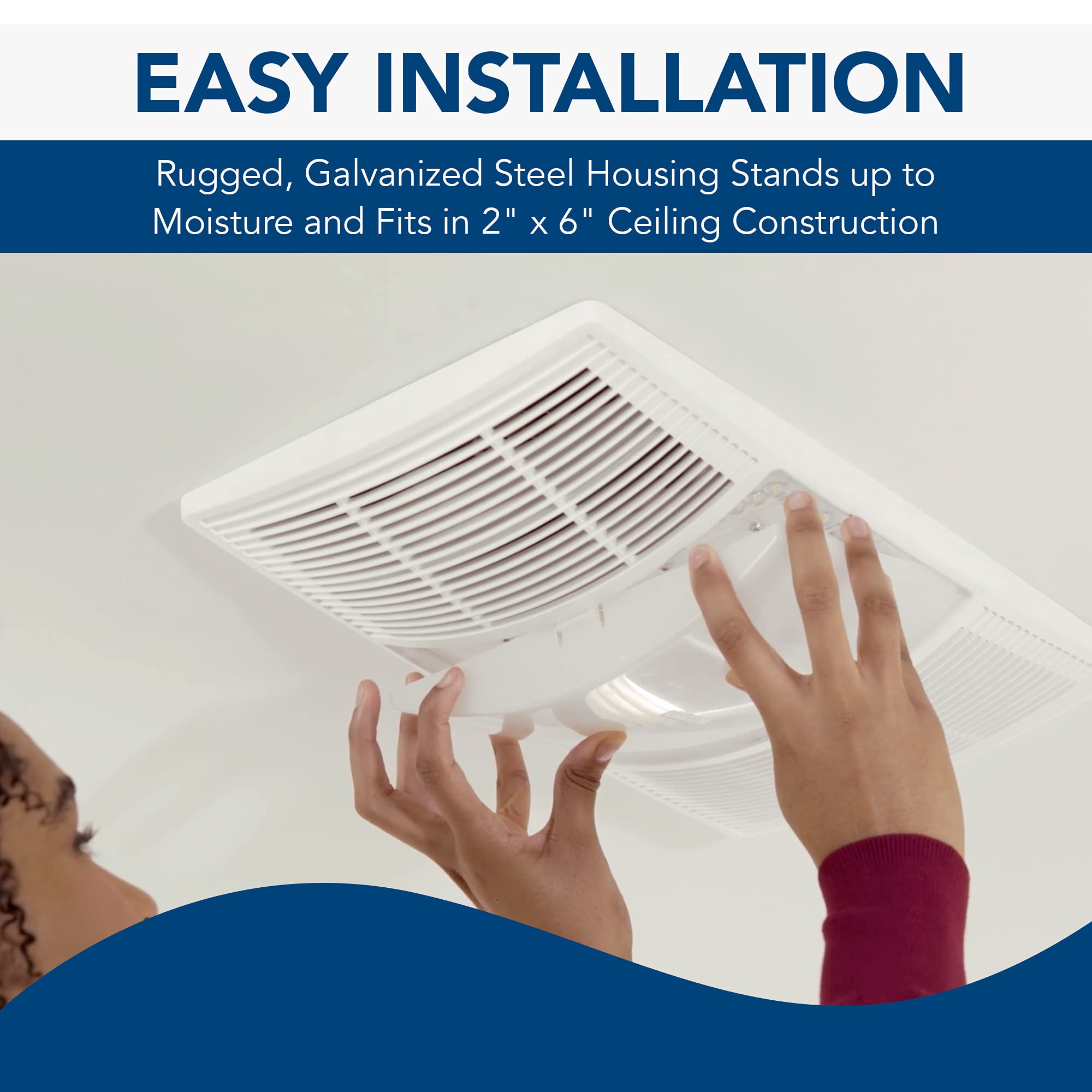 Broan-NuTone Non-Lit PowerHeat Bathroom Exhaust Fan and Heater, 80 CFM, 1.5 Sones, White