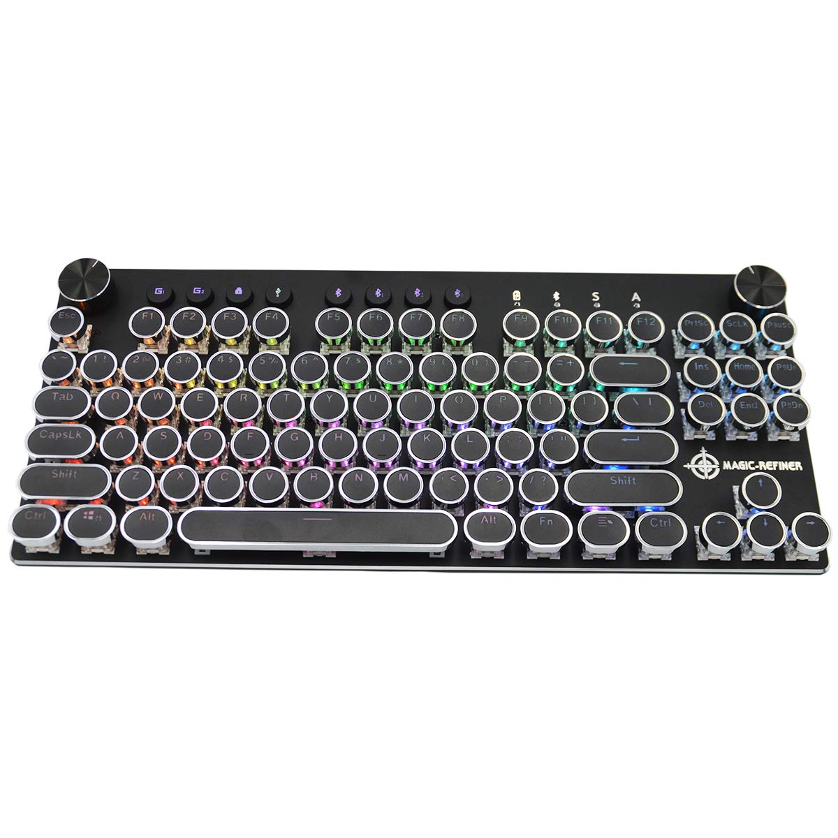 MK11 RGB Mechanical Keyboard Wireless/Wired Multi-Device Gaming Keyboard-Blue Switch-RGB LED Backlit-87 Keys for PC/Mac/iPad/iPhone/Smartphone/Laptop (Black)
