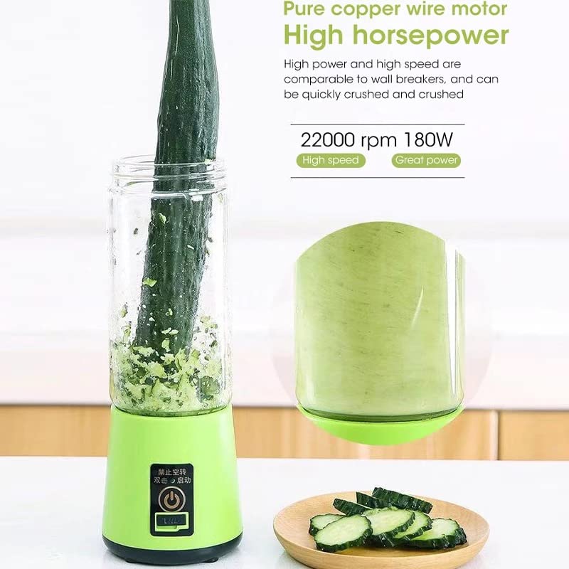 TITANFINITY Portable and Rechargeable Battery Juice Blender, Personal Size Blenders with USB Rechargeable, Mini Juicer Smoothie Blender Travel Size 380ML, Personal Blender for Shakes and Smoothies