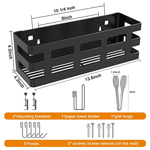 Griddle Caddy for Blackstone 28/36/22/17 inch, Universal BBQ Grill Caddy for Outdoor Grill with Paper Towel Holder & 9" Tong, for Blackstone Griddle Accessories Tool Holder Caddy