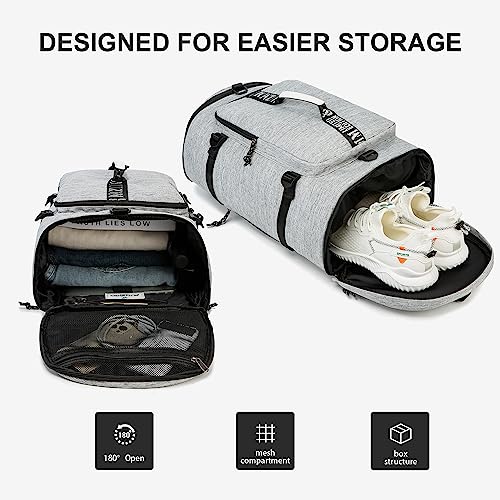 FUNYAGO Gym Duffle Bag Waterproof black Laptop Backpack Suitable for Hiking, Fishing, Travel 40L Large Capacity Trendy Cool Lightweight Backpack for Men and Women