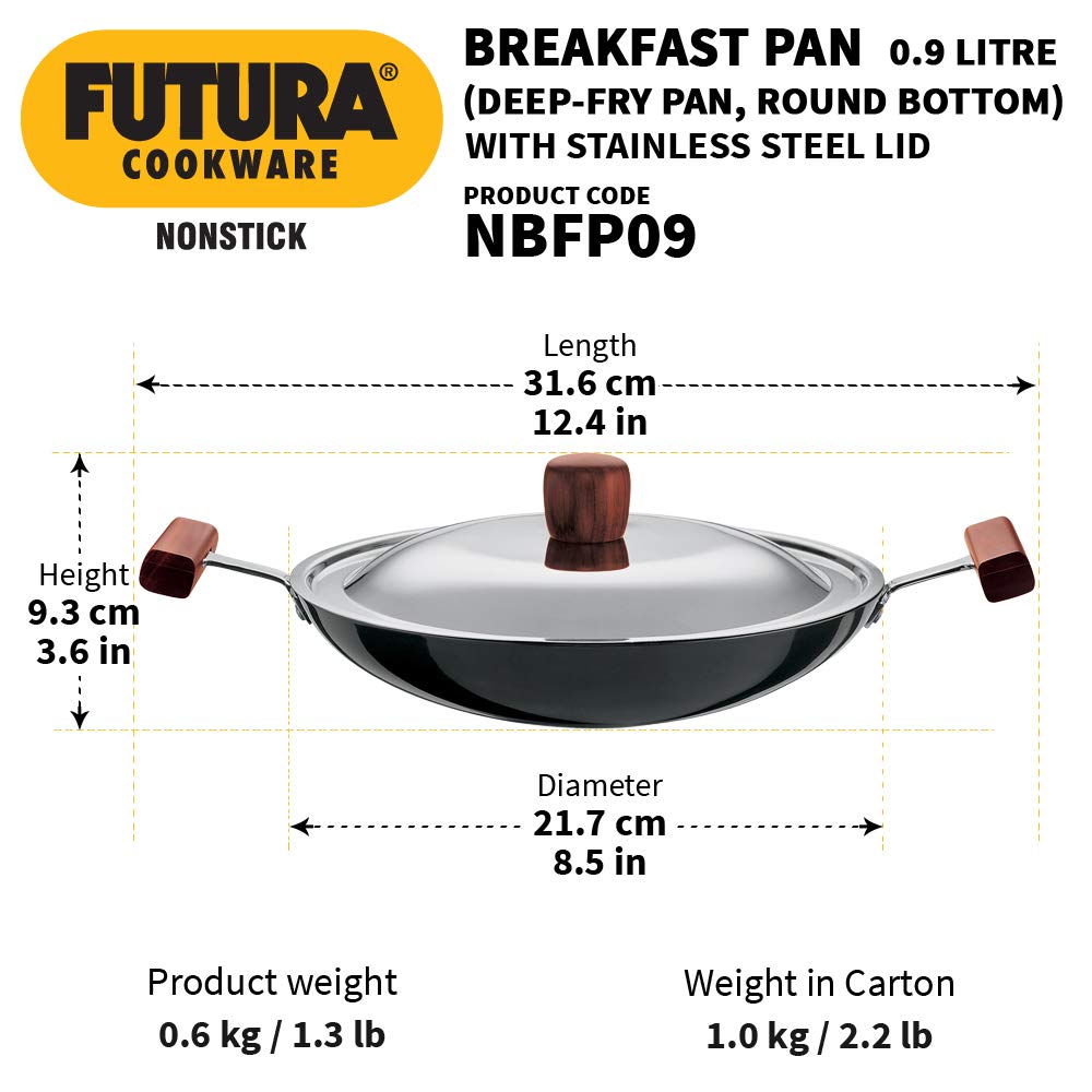 Futura Non-Stick Appachatty Breakfast Pan with Stainless Steel Lid 8.66 IN