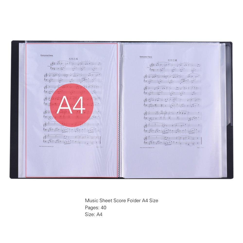 Music File Folder A4 Size Sheet Music Folder Paper Documents Music Themed 40 Pockets Storage Folder