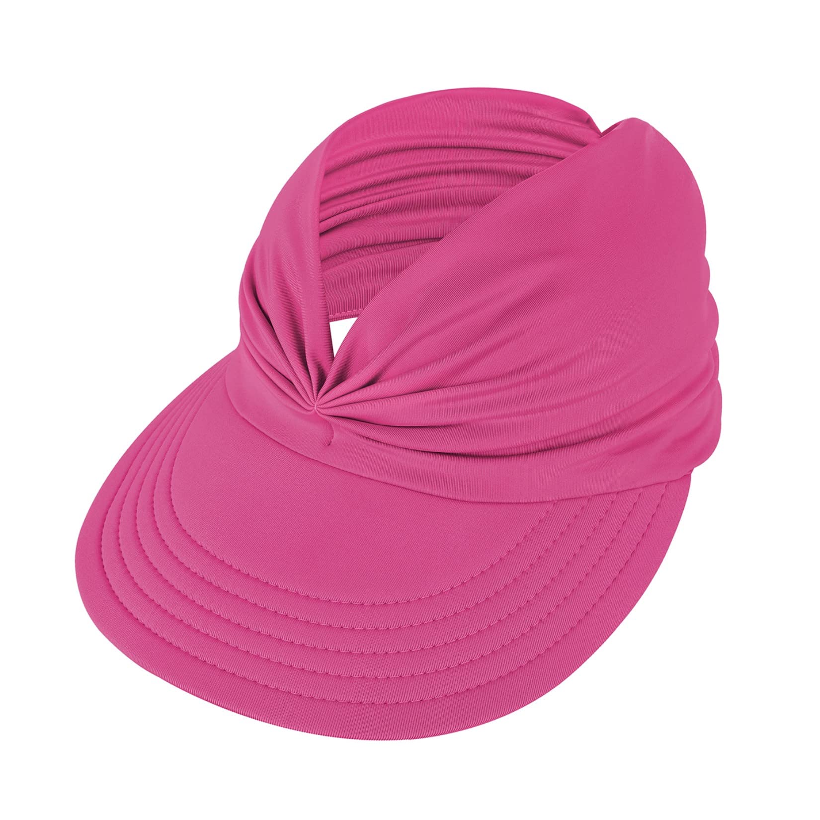 Century Star Sun Visor Hat for Women Wide Brim Sun Hats UPF 50+ UV Protection Summer Foldable Ponytail Beach Hats Z Rose Red One Size