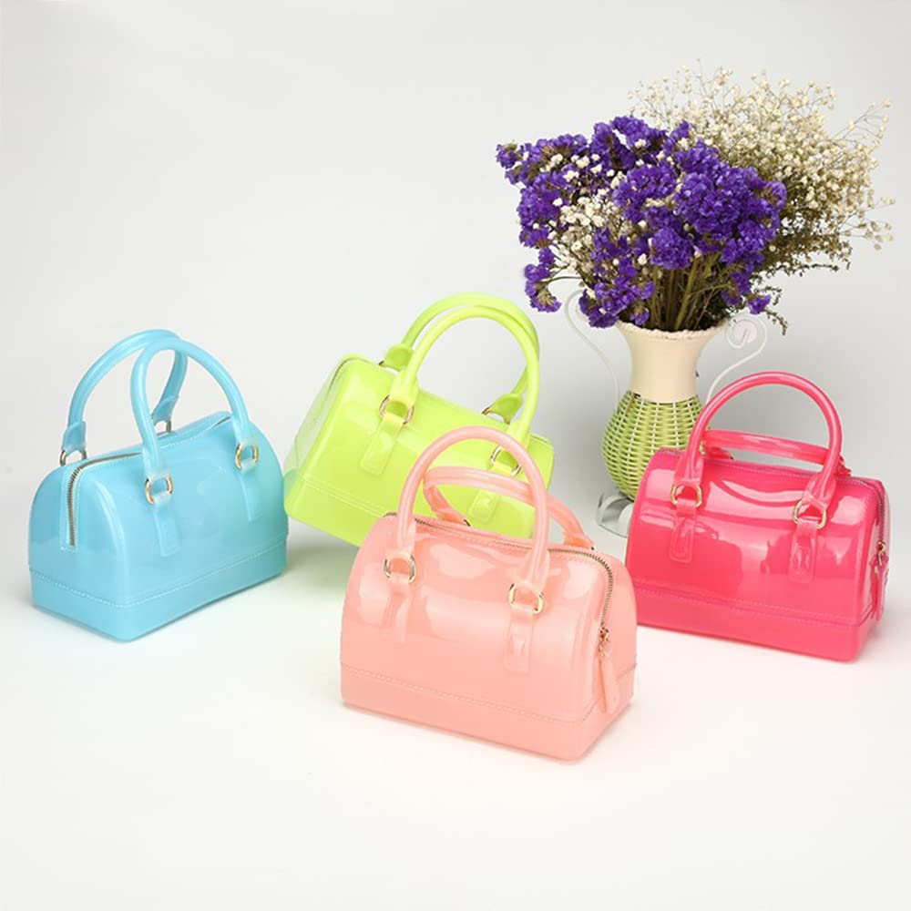 SegaterĀ® Ladies Summer Transparent Handbag Jelly Pillow-shaped Top Handle Bag Candy Color Crystal Purse For Women - Mint green