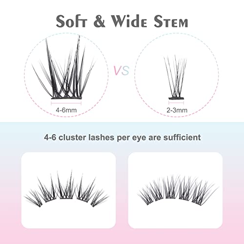 DF Cluster Lashes 144 Pcs D Curl Individual Lash Clusters 10-16mm Mixed DIY Extensions Soft Volume Self-application at Home - Rose 2