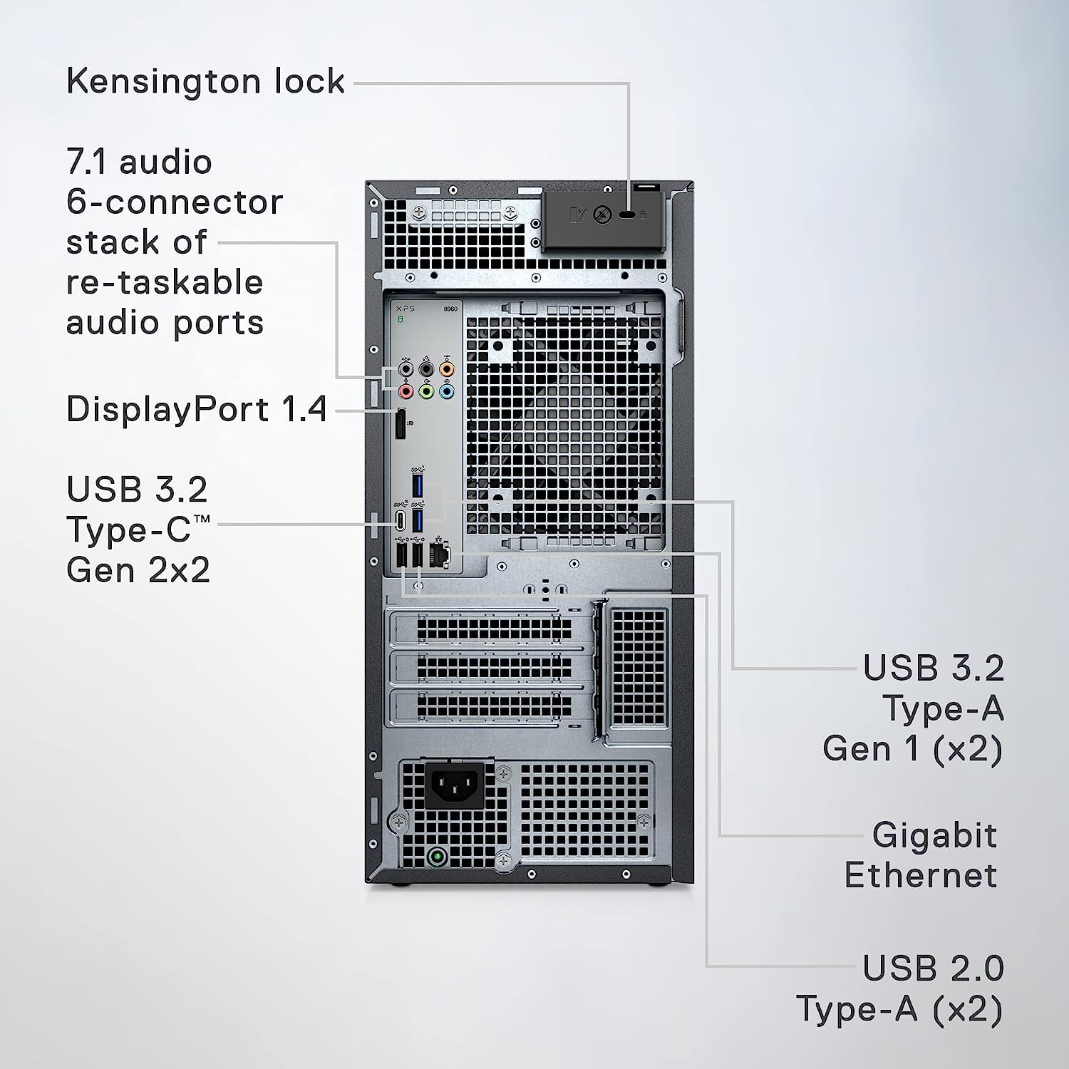 Dell XPS Tower XPS8960-7203BLK-PCA Black Desktop, i7-13700, 32GB, 2TB M.2 PCIe SSD, Intel UHD, Windows 11 Home