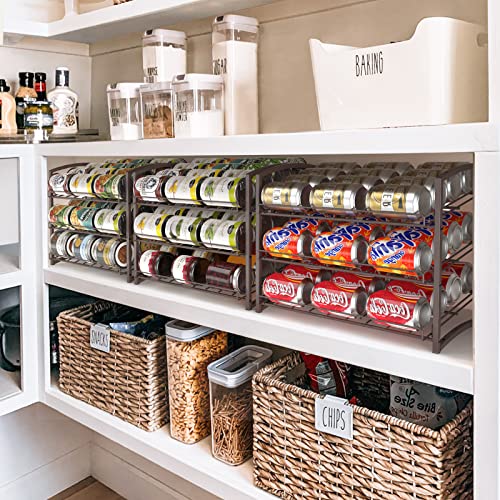 FURNINXS Can Rack Organizer, 3-Tier Stackable Can Holder Dispenser for Kitchen Pantry or Cabinet Organization and Storage Holds up to 36 Cans FNCR01D, Bronze