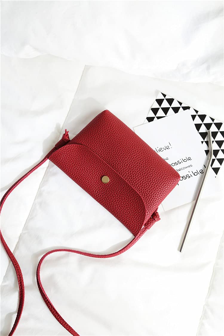 PKSANIT Women's Cross Body Bag, PU Leather Small Square Bag for Women, Shoulder Bag Diagonal Messenger Handbag (Red)
