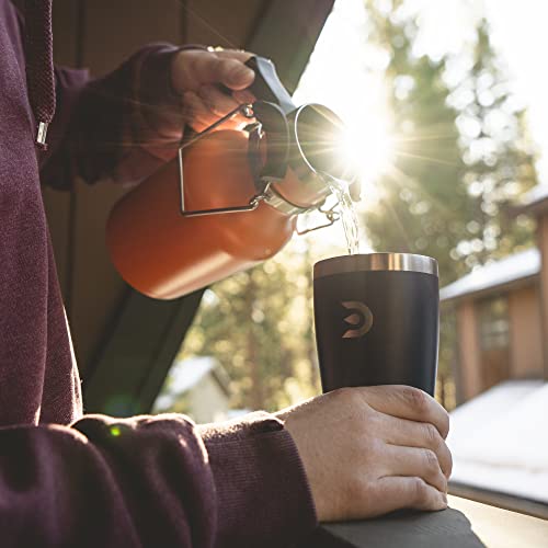 DrinkTanksĀ® Insulated Craft Pint Cup 2-Pack - Two 16 oz Vacuum Insulated Stainless Steel Mugs with Lids; Hot/Cold perfect for coffee, tea, beer, cocktails, wine; Dishwasher Safe (Obsidian)