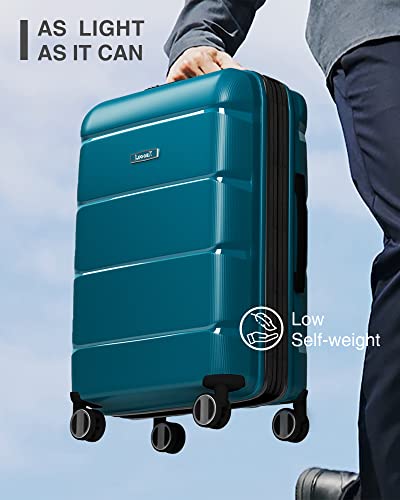 LUGGEX Blue 24 Inch Expandable Luggage with Spinner Wheels - Lightweight Checked Luggage - Effortless Vacation Mobility (Teal Suitcase)