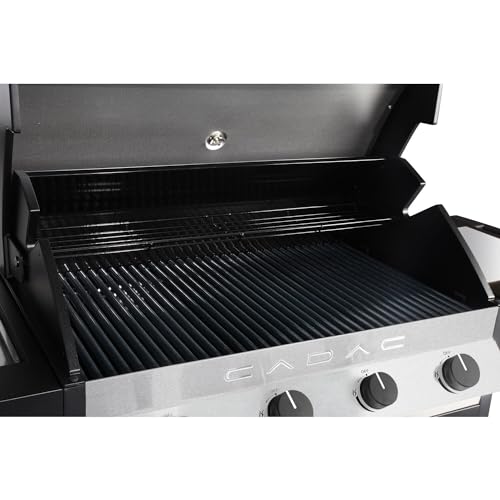 Cadac Entertainer 4 Propane Gas BBQ Grill with 4 Burners, plus Open Cart with Sides Tables and Tank Storage Shelf