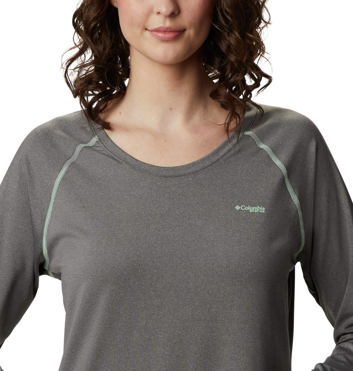 Columbia Women's Standard Tamiami Heather Knit Long Sleeve, City Grey/New Mint, X-Small