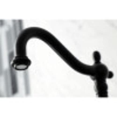 Kingston Brass KS1267PXBS Heritage 8-Inch Centerset Wall Mount Kitchen Faucet with Brass Sprayer, Brushed Brass