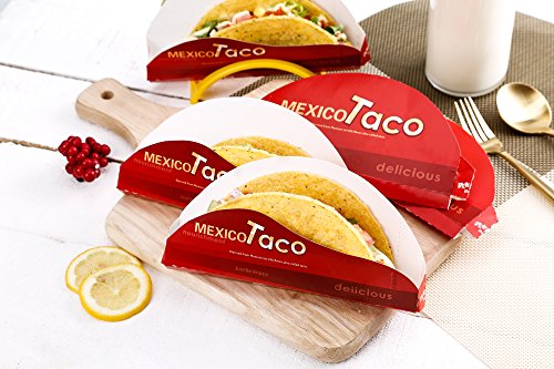 Disposable Taco Holder Taco with Recipes E-BOOK - Perfect For Party and Take Out Restaurant - Durable Paperboard Taco Rack -50 Pack