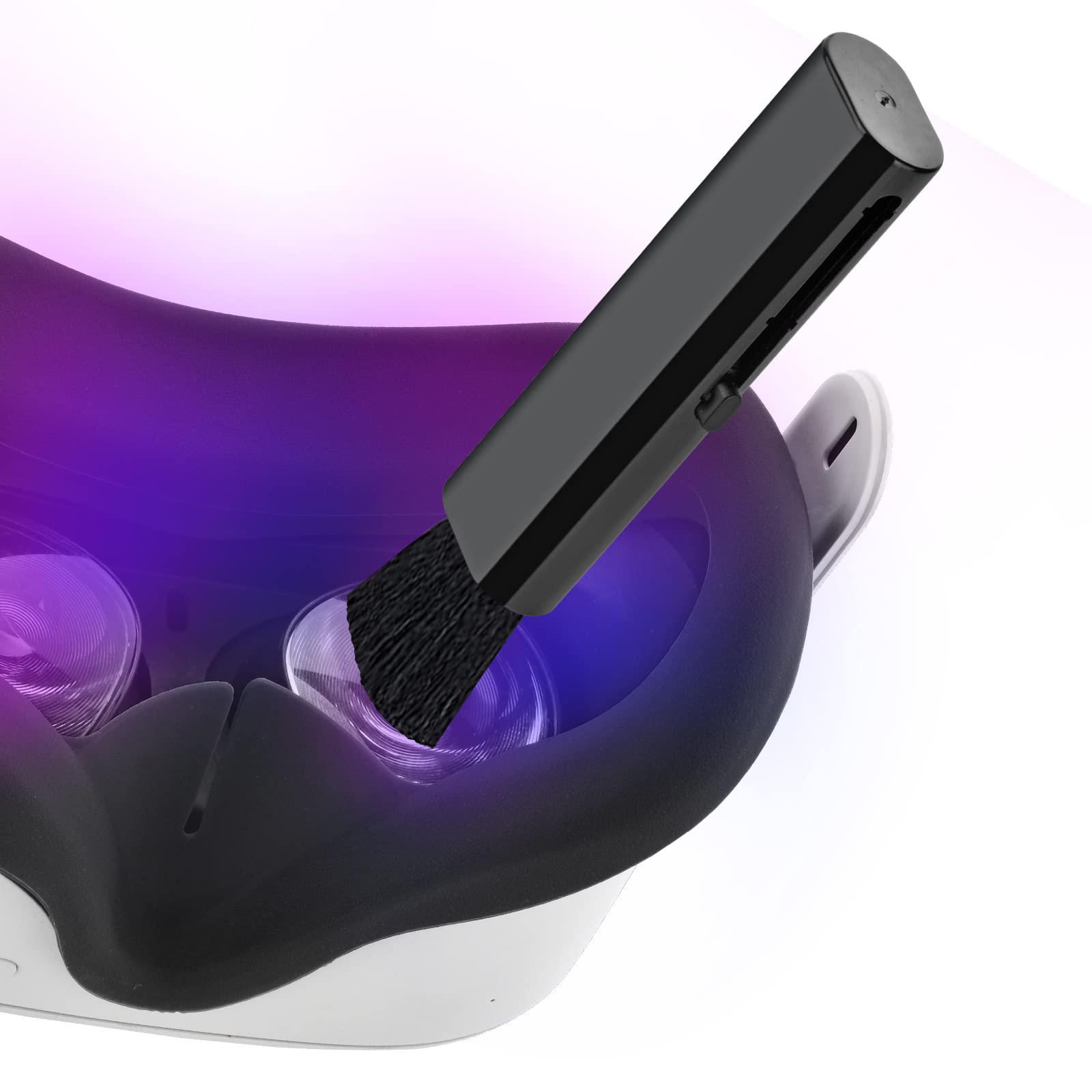 Silicone Controller Grip for Quest 2 Accessories, with VR Headset Lens Cleaning Pen, Thumb Button Cap,Protective Lens Cover, Silicone Face Cover Sweat Guard Anti-Leakage Pad (Black)
