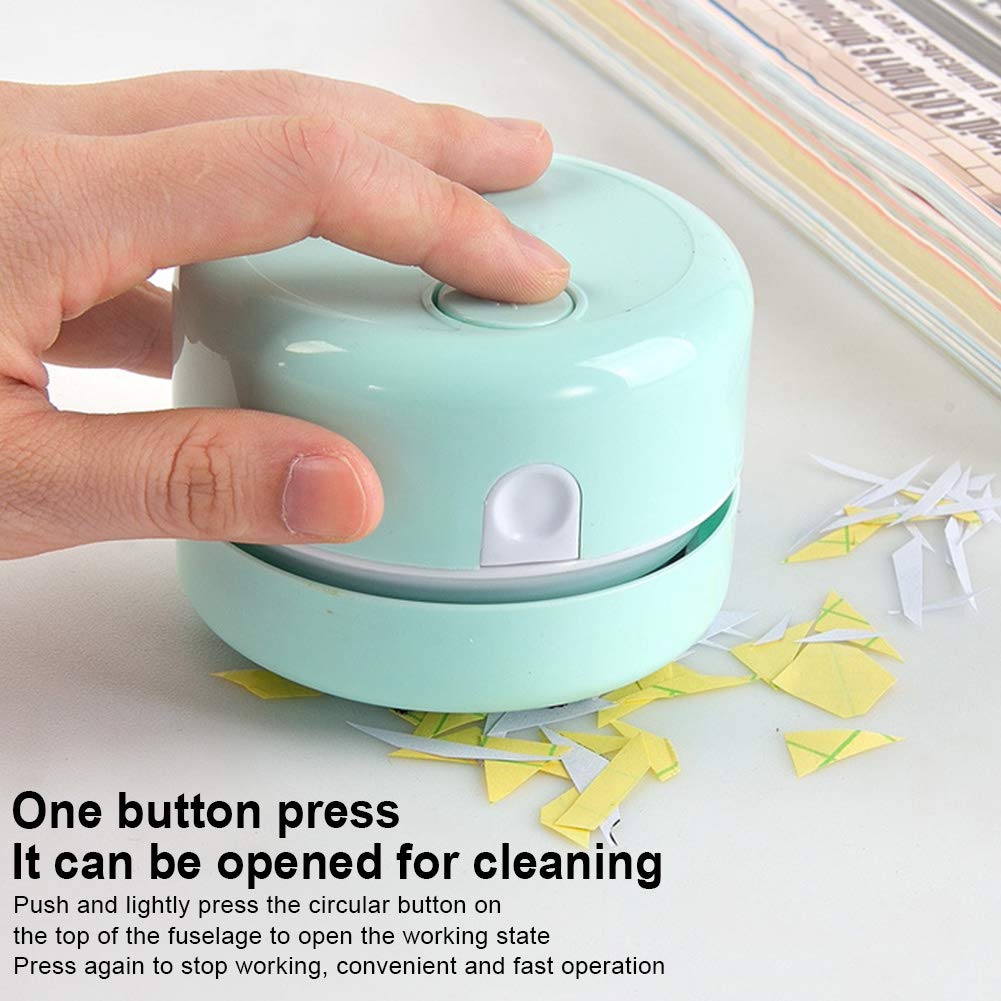 CALIDAKA Desktop Vacuum Cleaner Mini Table Dust Crumb Vacuum Cleaner Portable Cordless Cleaner Sweeper 360º Rotatable Multifunction Cleaning for Home Office Cars Computer Pet Hairs
