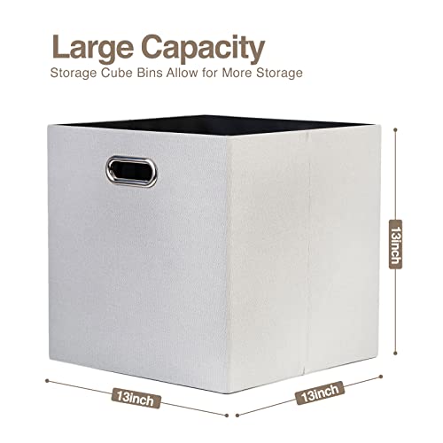 Jermichoc 13x13 Inch Storage Bins, 4 Pack Foldable Cube Storage Baskets Containers for Office Home Closet Shelves Organization (Grey)