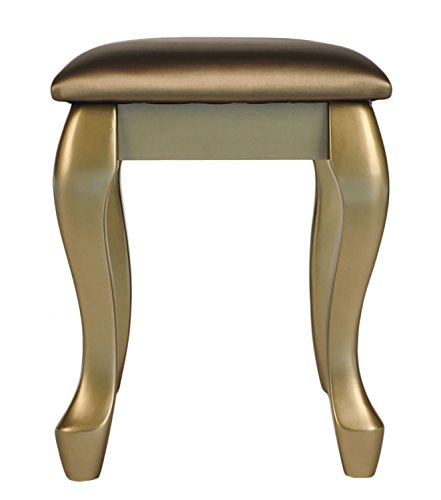 BOBKONA PDEX- Oval Shape Mirror Vanity Table With Stool Set, Champagne