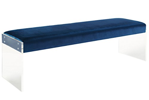Tov Furniture Envy Blue Velvet/Acrylic Bench