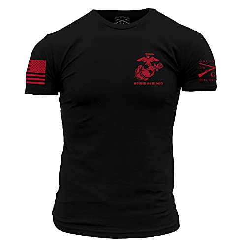 Grunt Style USMC Bound in Blood Men's T-Shirt (Black, XLarge)