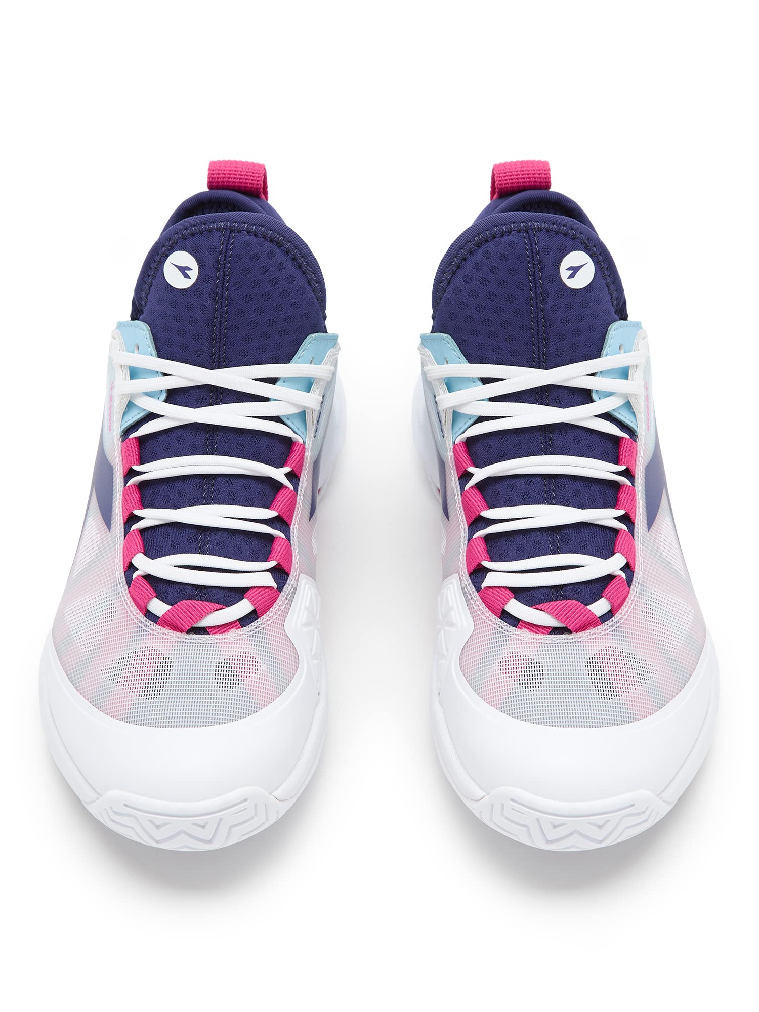 Diadora Women's Speed Blushield Fly 4+ All Ground Tennis Shoe (White/Blueprint/Pink Yarrow, 7.0)