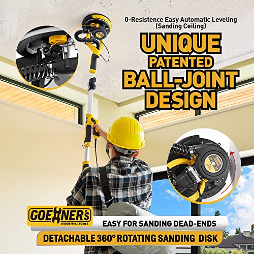 Drywall Sander, 6.5-amp Powerful Electric Drywall Sander with Vacuum, 99.5% Dust Removal, 7 Variable Speed, 900-1800RPM, Dustless Floor Sander with 26β Power Cord for Popcorn Ceiling, Wood Floor etc