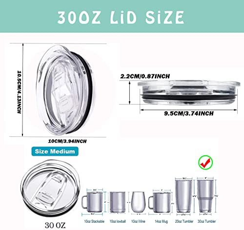 Compatible with Yeti Lids 30 oz Replacement Lid, Ozark Trail, Old Style Rtic and More Splash Resistant Lids Spill Proof Tumbler Lid Clear Cup Silicone Sliding Covers BPA Free(30OZ 3 Pack)
