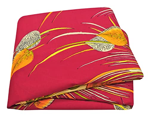Peegli Indian Vintage Red Printed Textile Silk Blend DIY Fabric Casual Dress Material