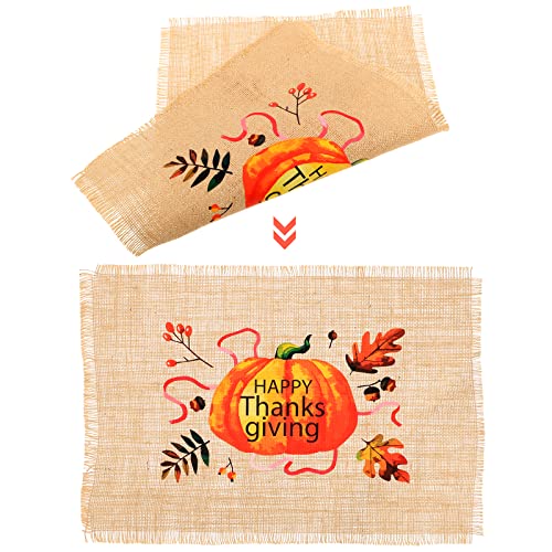 LUOZZY 4pcs Thanksgiving Home Dinner Decoration Jute Mats Pumpkin Table Mat Insulation Mats for Kitchen