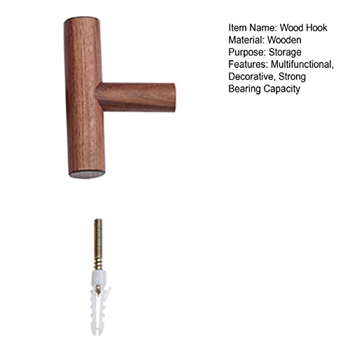 Grebest Wall Hook Hat Scarf Handbag Wood Hanging Hook Decorative Smooth Edge Brown