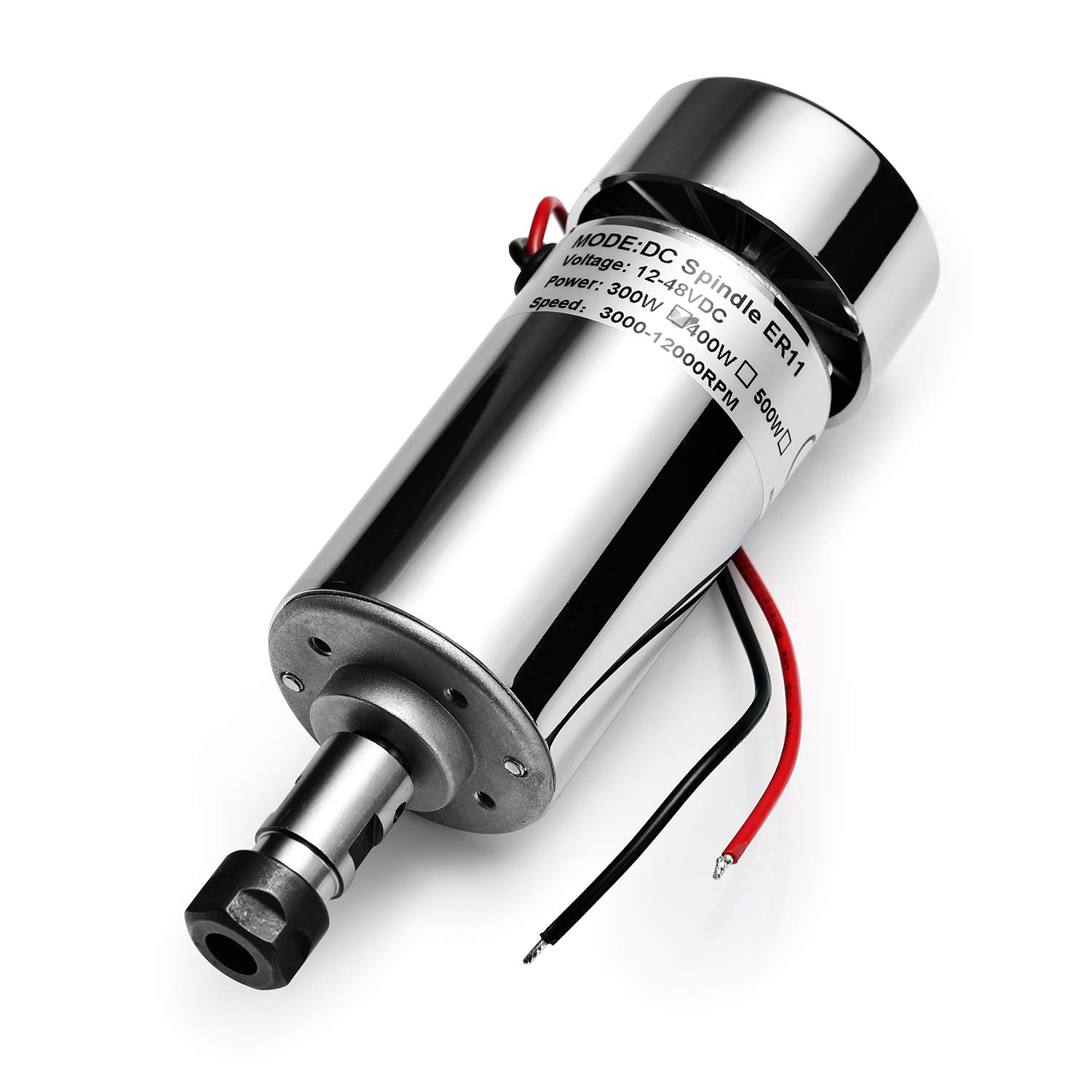 Genmitsu Air-Cooled 300W Brush DC Spindle Motor with 0-48V Output Adjustable Switching Power Supply, 52mm Clamp & ER11 Collet, ideal for CNC Machining