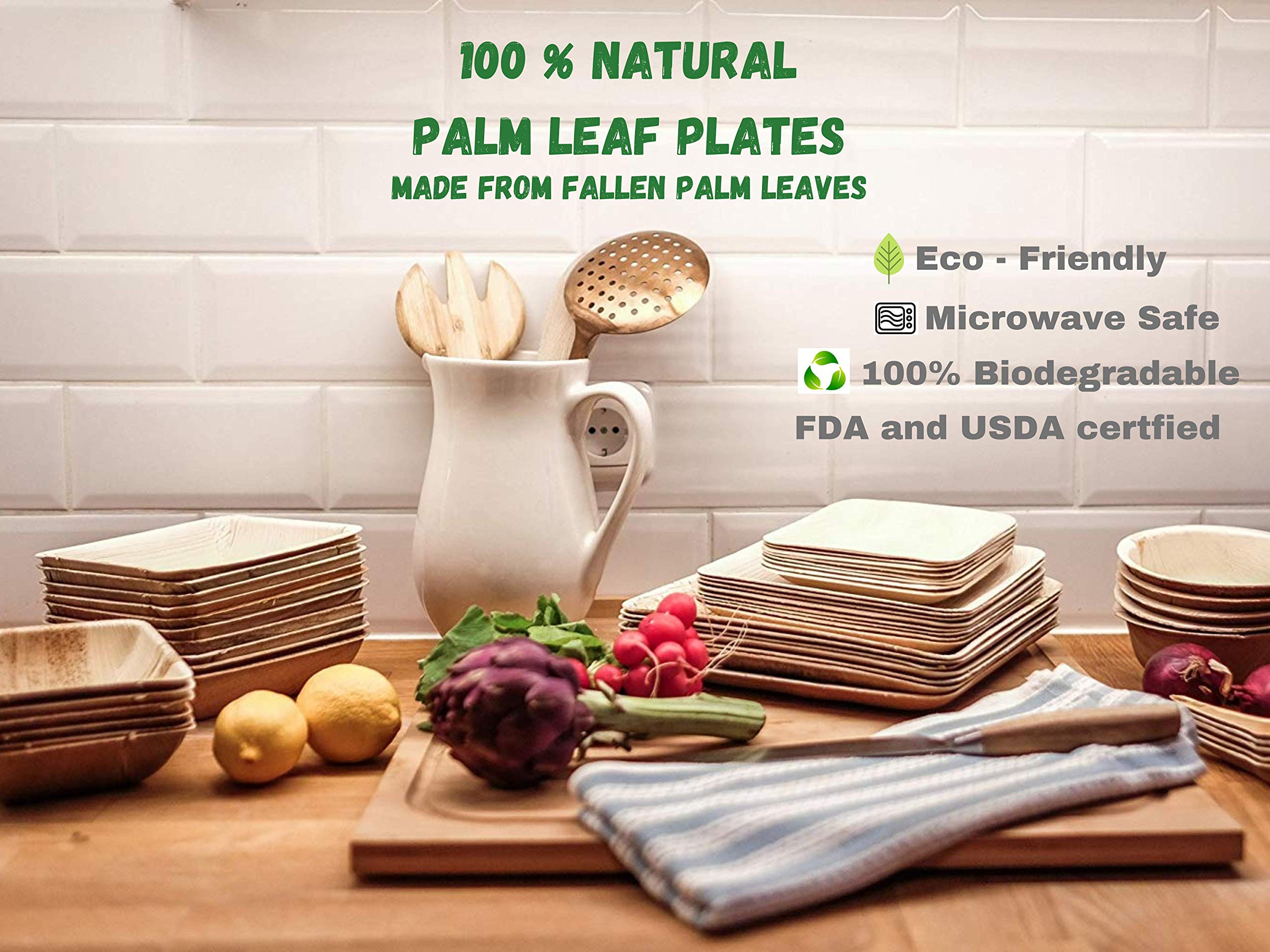 Charity Leaf Disposable Palm Leaf 13" x 9" Trays (10 pieces) Bamboo Like Serving Platters, Disposable Boards, Eco-Friendly Dinnerware For Weddings, Catering, Events